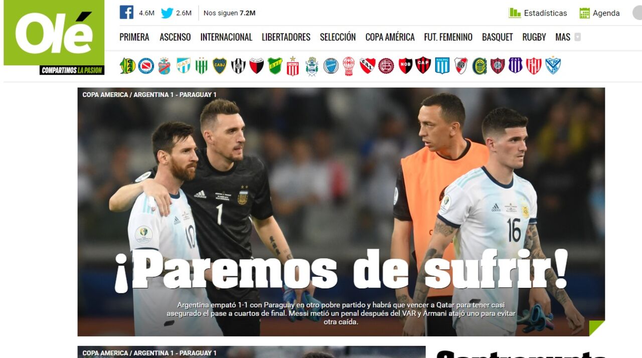 Messi e companhia desiludem na Copa América: imprensa argentina ...