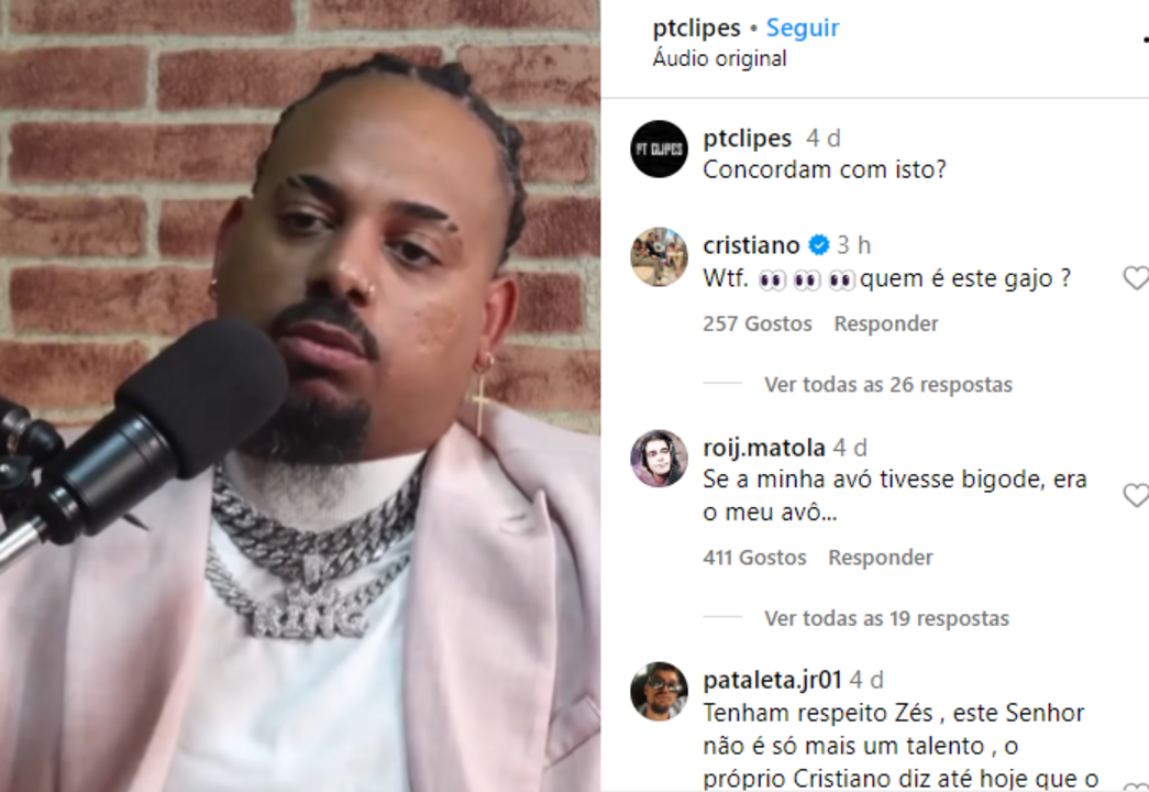 Cristiano Ronaldo comenta vídeo de Fábio Paim: «WTF, quem é este gajo ...