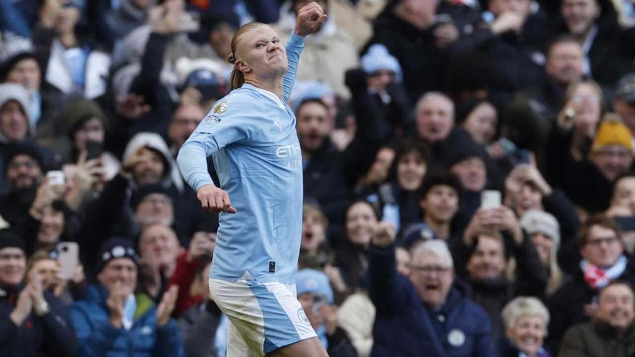 O golo que fez Haaland entrar na história da Premier League - Man. City ...