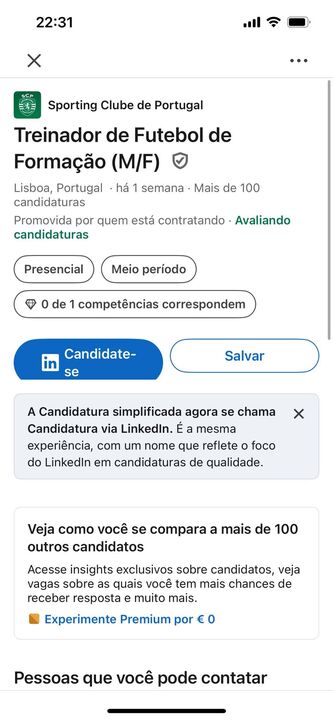 Sporting procura treinador para a formação com anúncio no LinkedIn ...